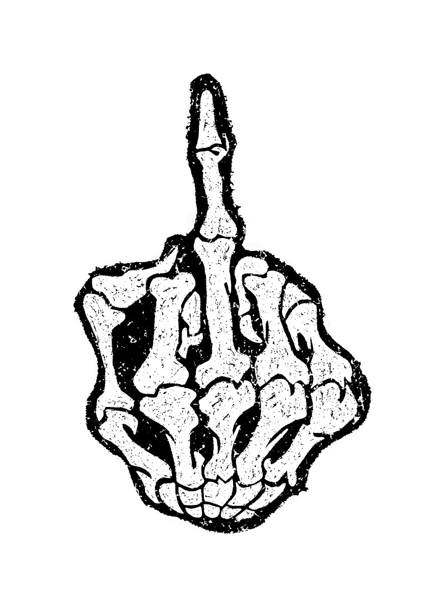 'Skeletal Middle Finger Illustration' Poster, picture, metal print ...