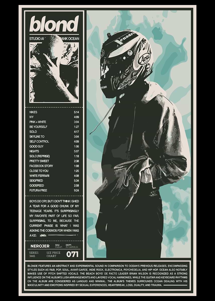 'Frank Ocean Blond Album Cover Art' Poster, picture, metal print, paint ...