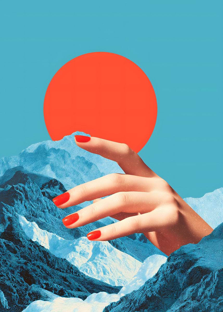 'Surreal Handscape with Red Nails' Poster, picture, metal print, paint ...
