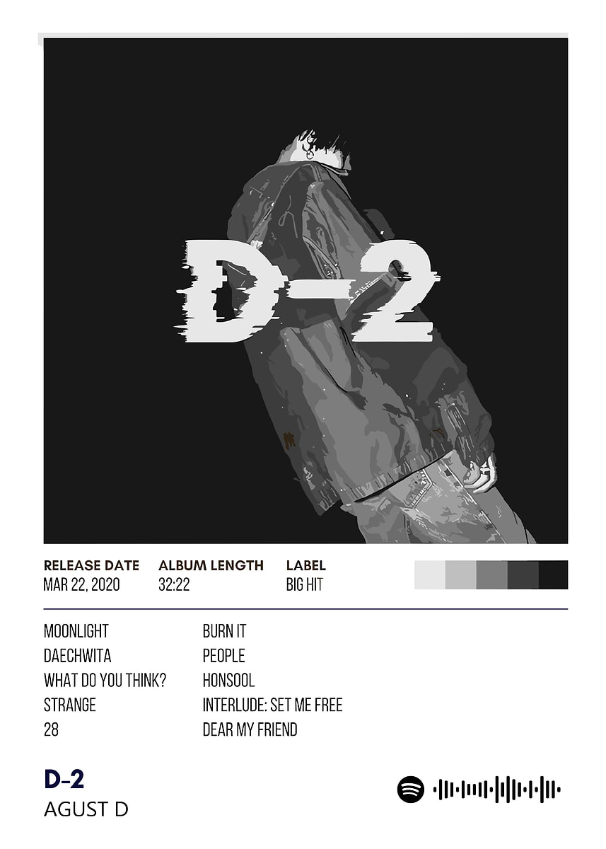 'Agust D - D-2 Album Cover' Poster, picture, metal print, paint by ...