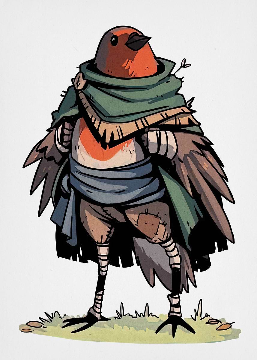 'Anthropomorphic Robin Character Illustration' Poster, picture, metal ...