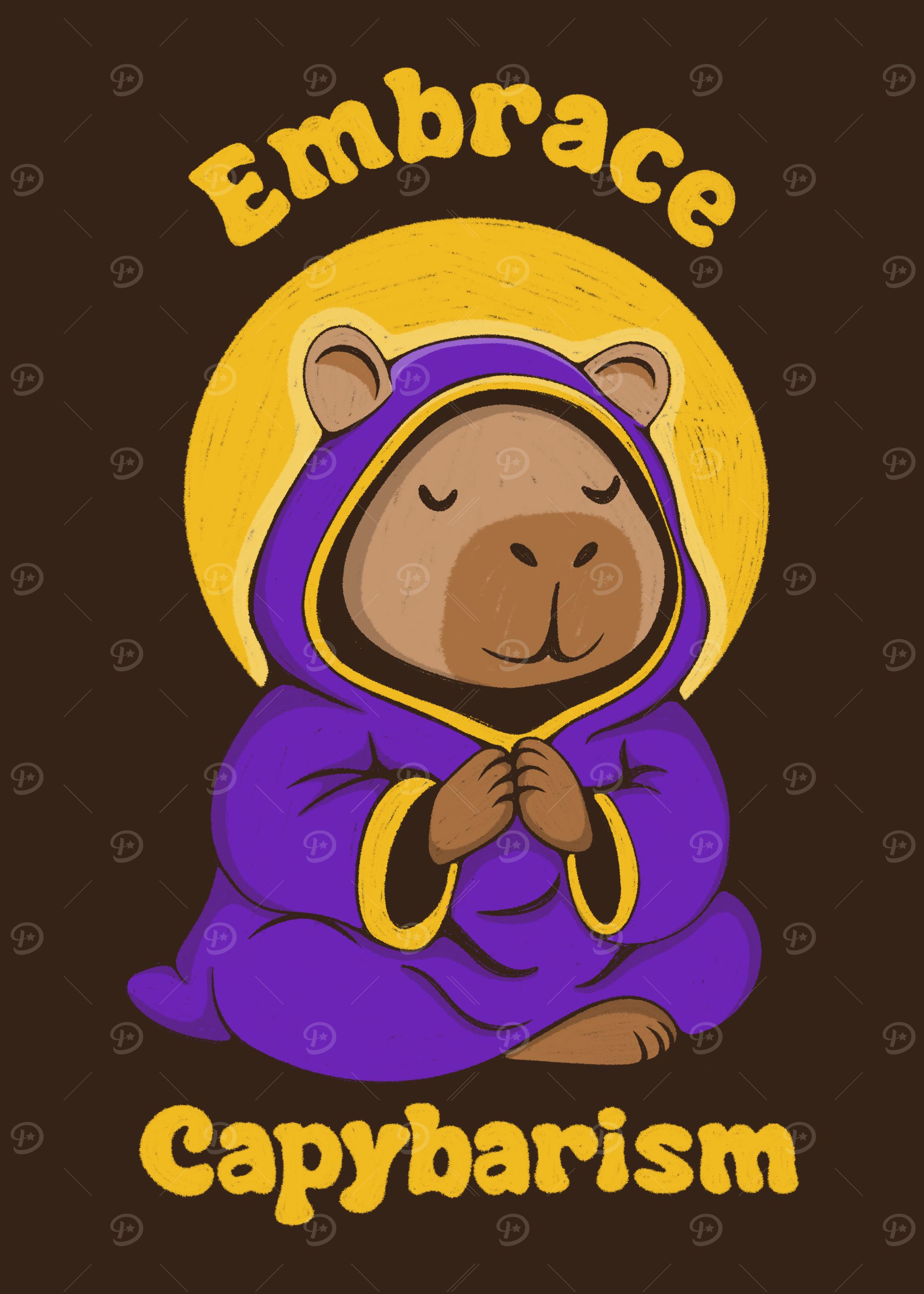 'Embrace Capybarism: Meditating Capybara Art' Poster, picture, metal ...