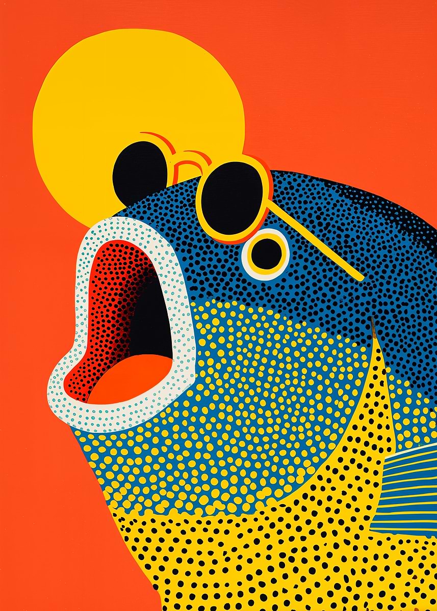 'Cool Fish with Sunglasses Art' Poster, picture, metal print, paint by ...