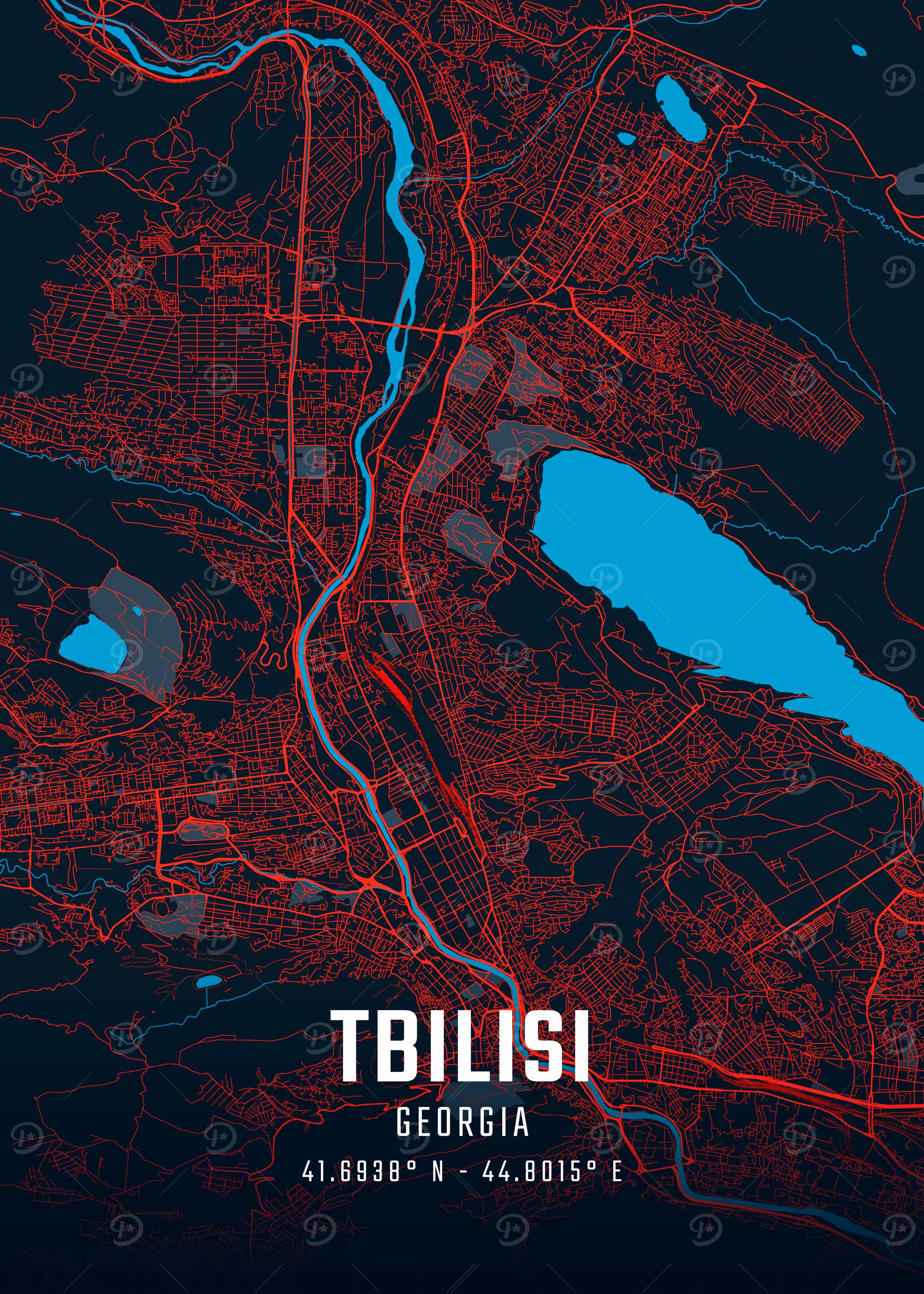'Tbilisi City Map' Poster, picture, metal print, paint by Notorious ...