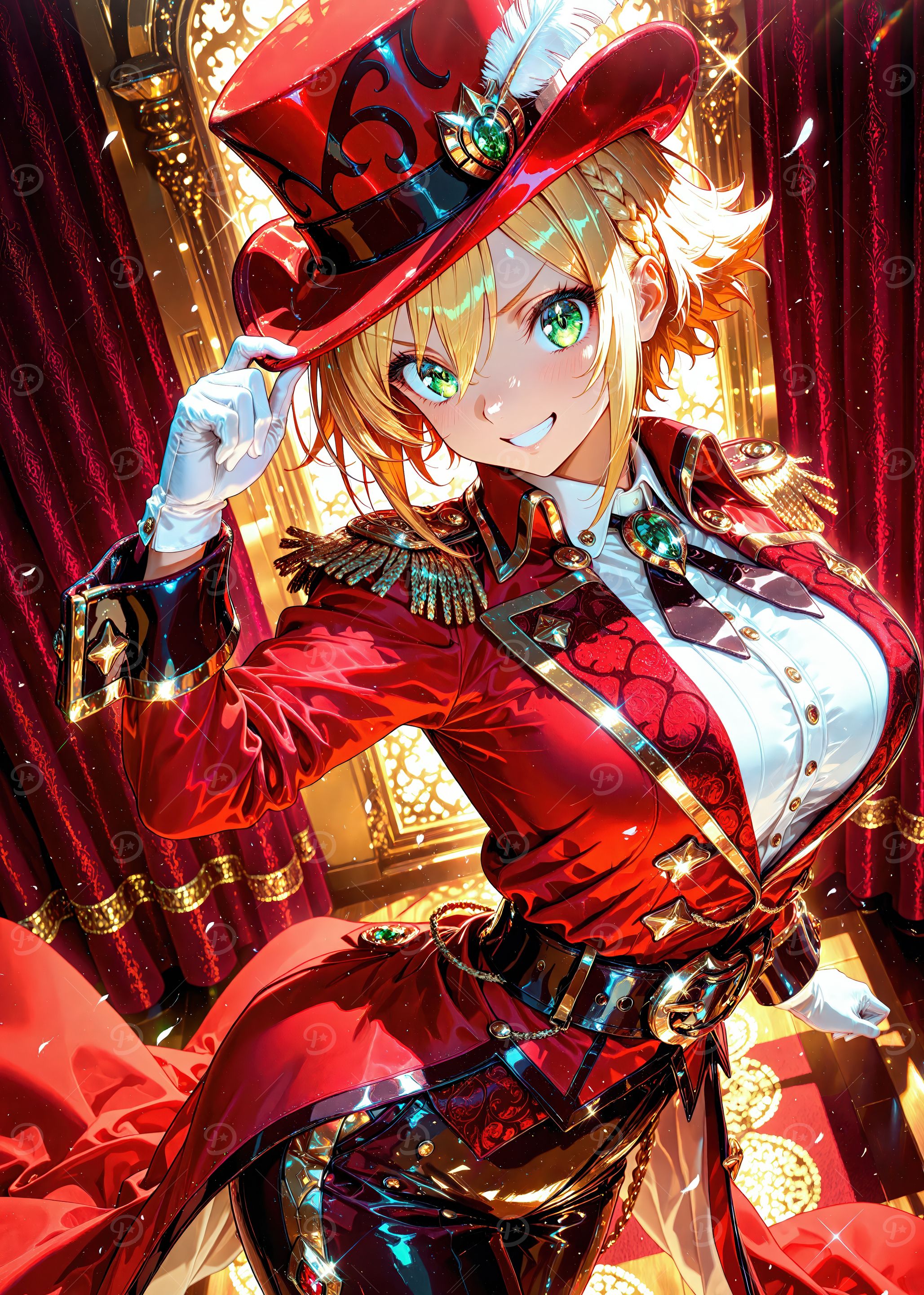 'Anime Girl in Red Ringmaster Outfit' Poster, picture, metal print ...