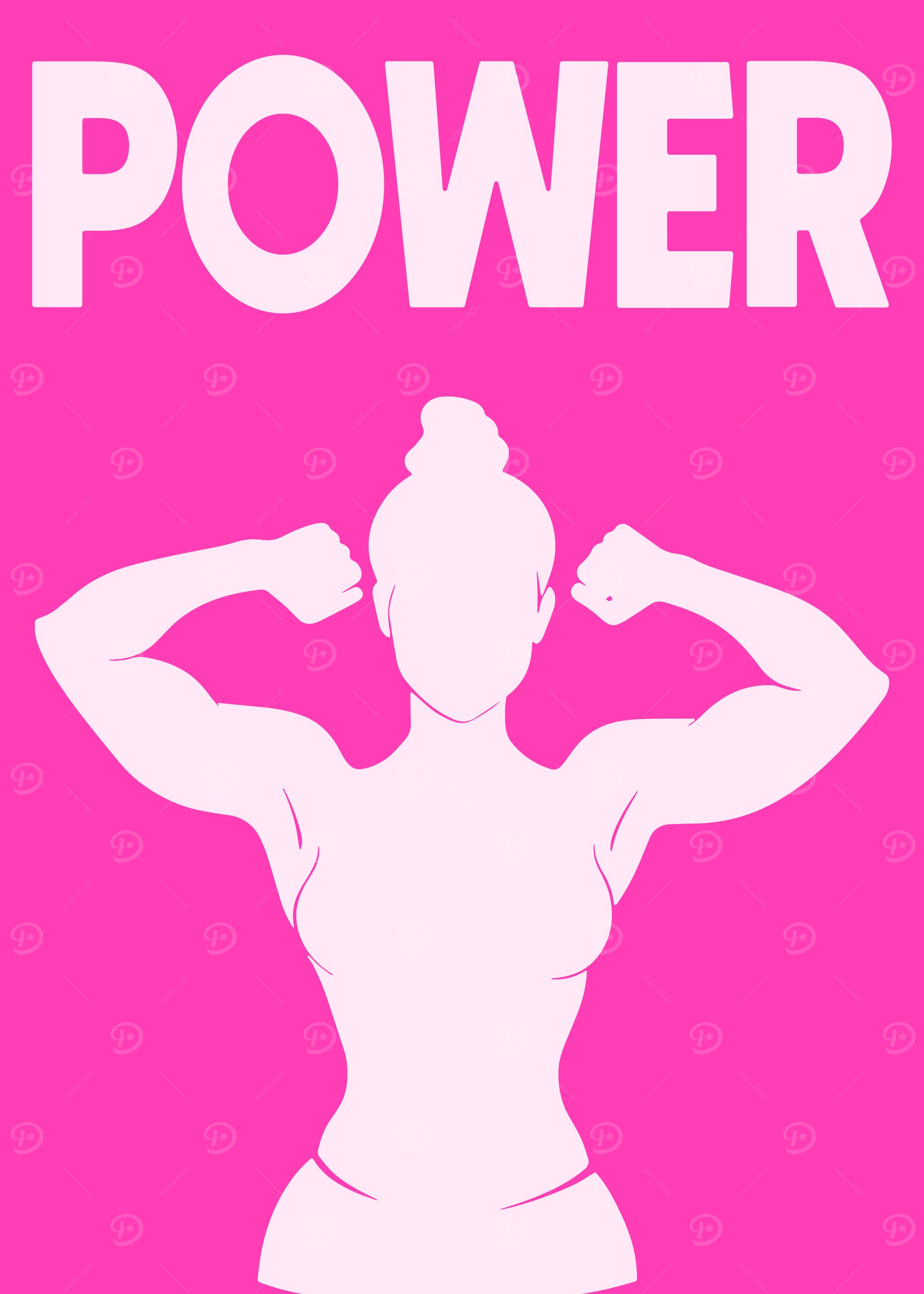 'Power: Woman Flexing Biceps Illustration' Poster, picture, metal print ...