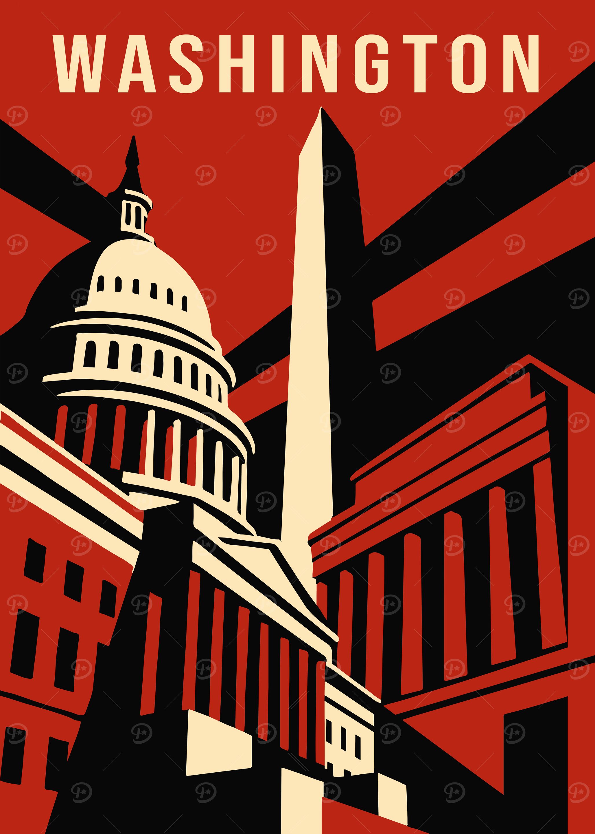 'Washington DC Vintage Travel Poster' Poster, picture, metal print ...