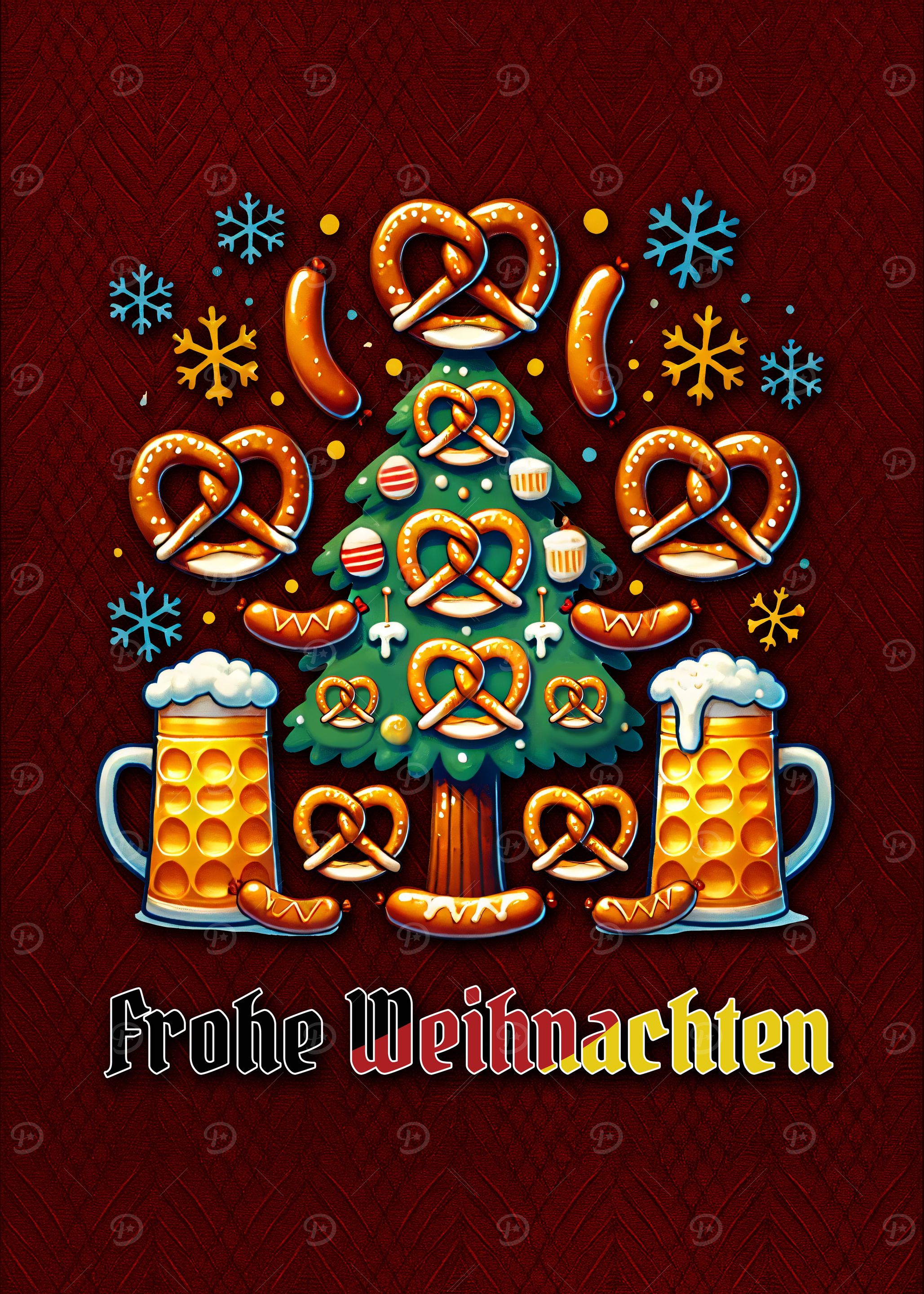 'Frohe Weihnachten Fun German Merry Christmas' Poster, picture, metal ...