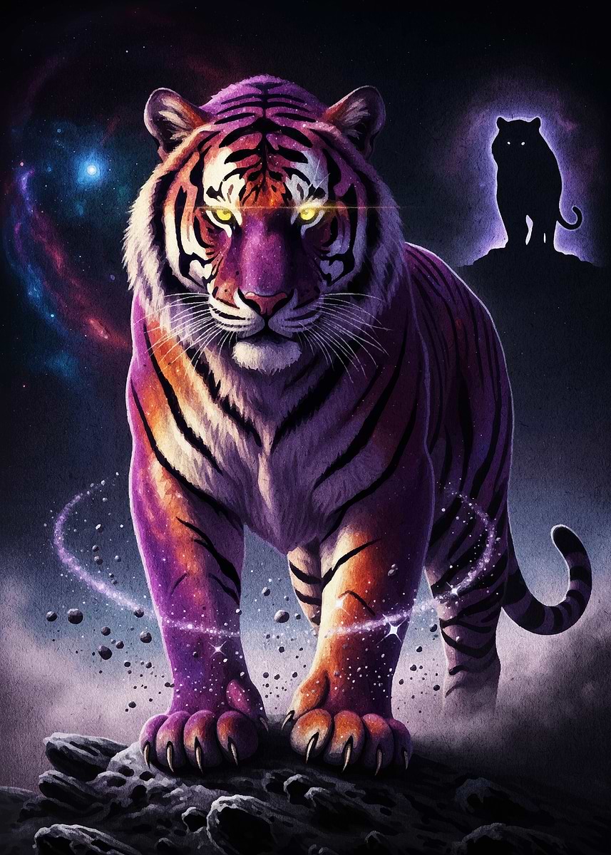 'Cosmic Tiger Stance' Poster, picture, metal print, paint by Weston ...