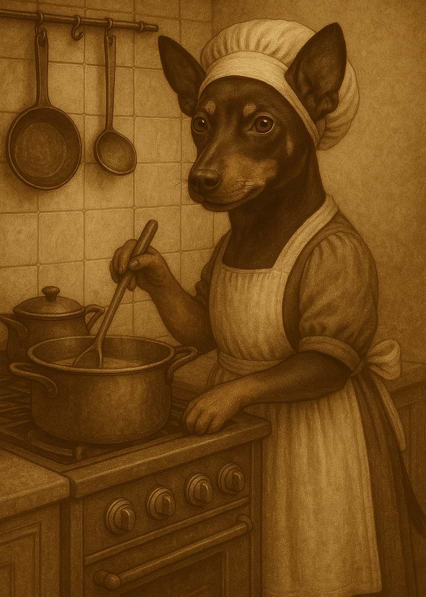 'Dog Cooking' Poster, picture, metal print, paint by Yesterdayoncemore ...