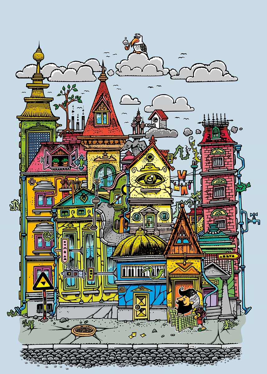 'Busy Street' Poster, picture, metal print, paint by imisko | Displate