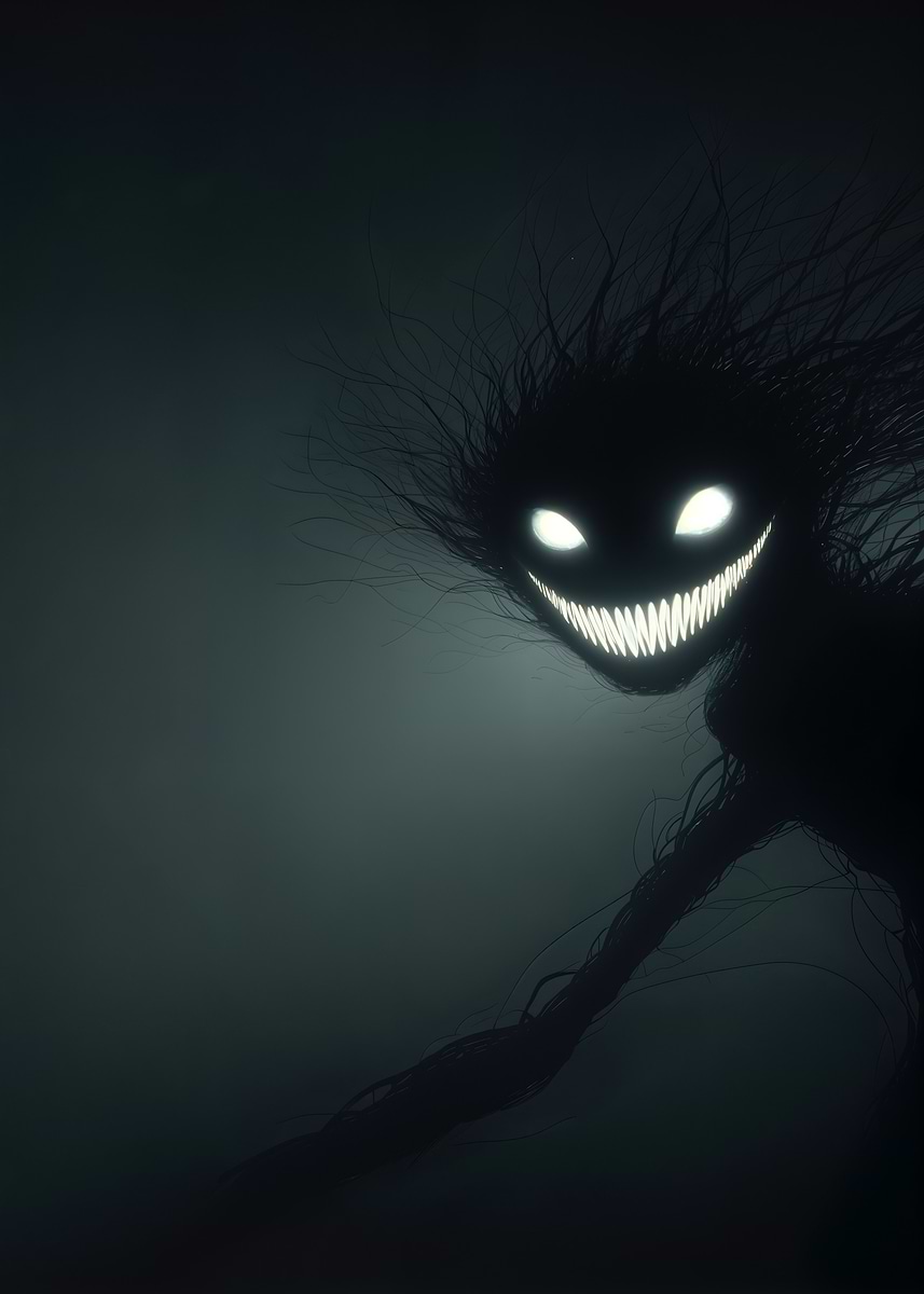 'Creepy Shadow Figure with Glowing Eyes' Poster, picture, metal print ...