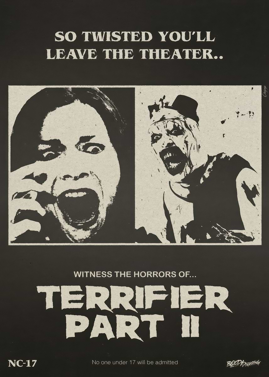 'Terrifier Part 2 Movie Poster' Poster, picture, metal print, paint by ...