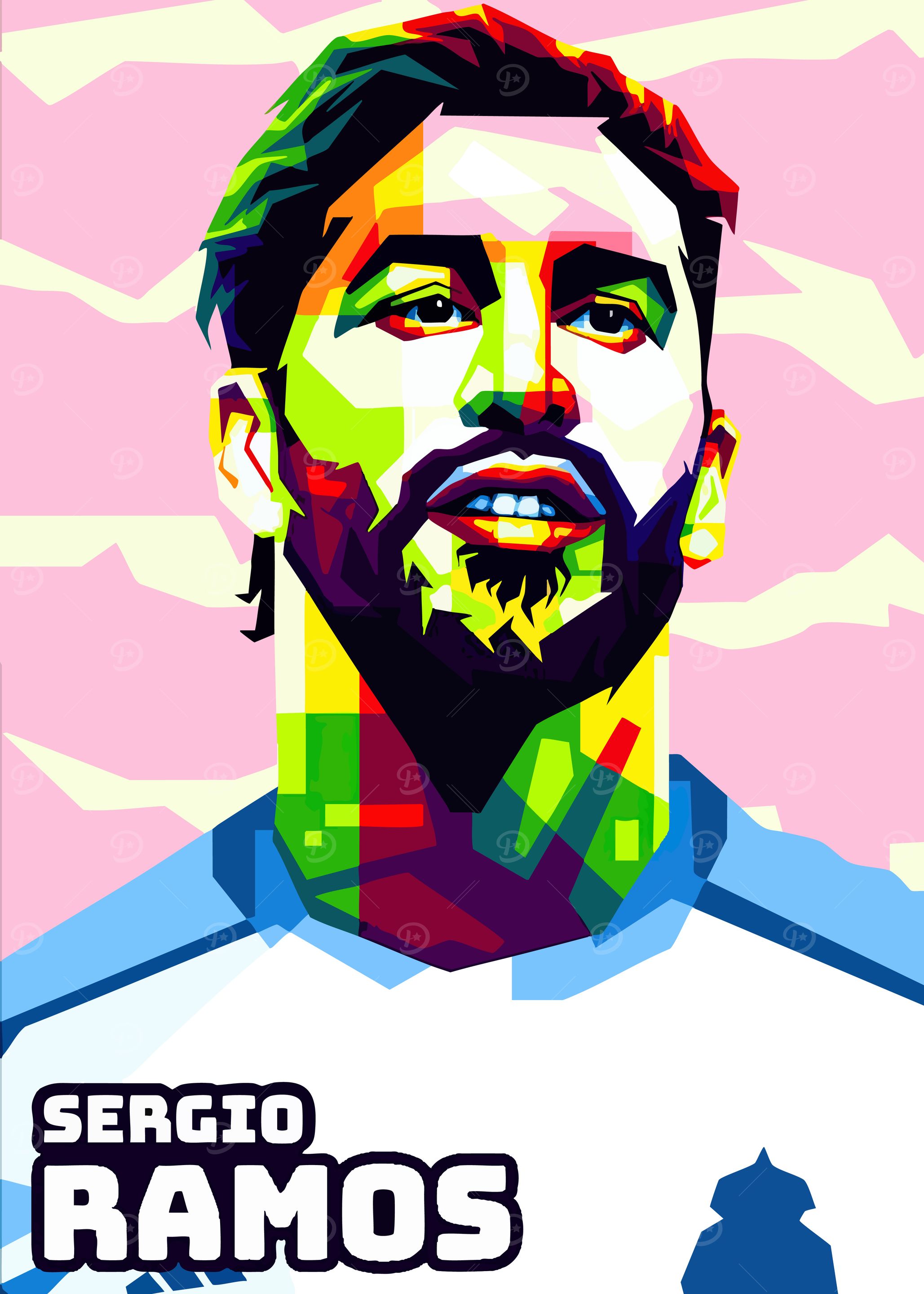 'Sergio Ramos Pop Art Portrait' Poster, picture, metal print, paint by ...