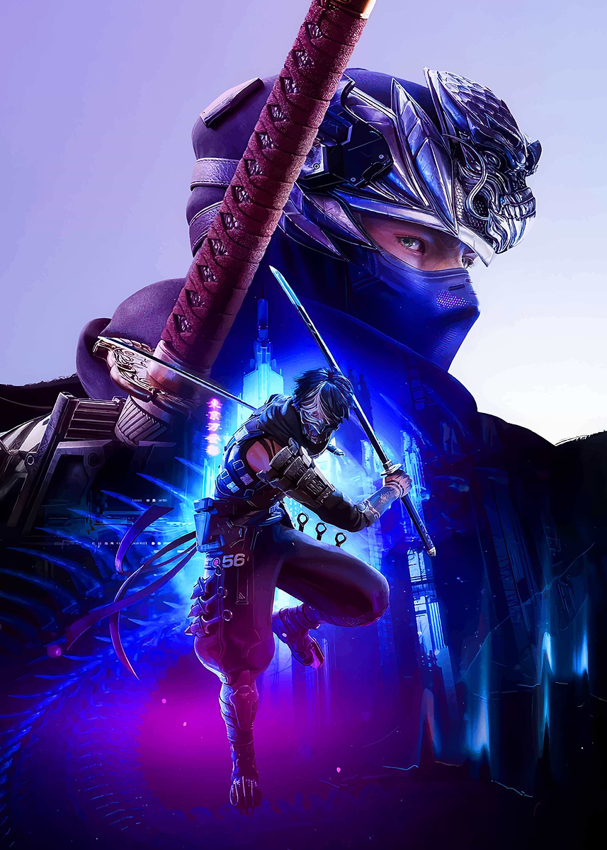'Cyberpunk Ninja Warrior' Poster, picture, metal print, paint by ...