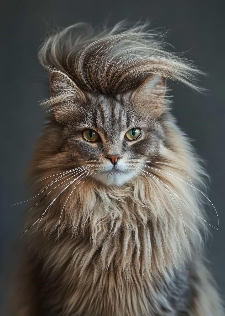 'Cat with a Stylish Hairstyle' Poster, picture, metal print, paint by ...