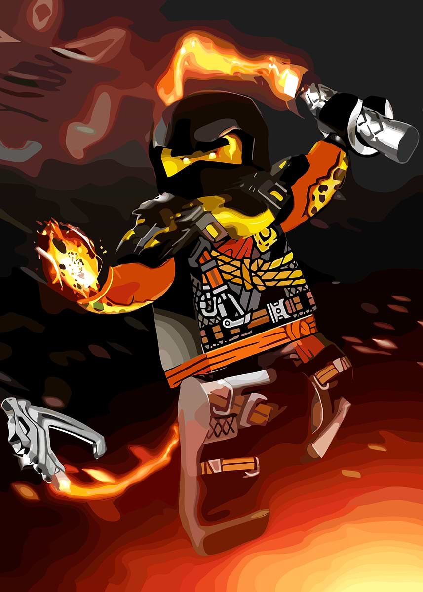 'Lego Ninjago Kai Fire Digital Art' Poster, picture, metal print, paint ...