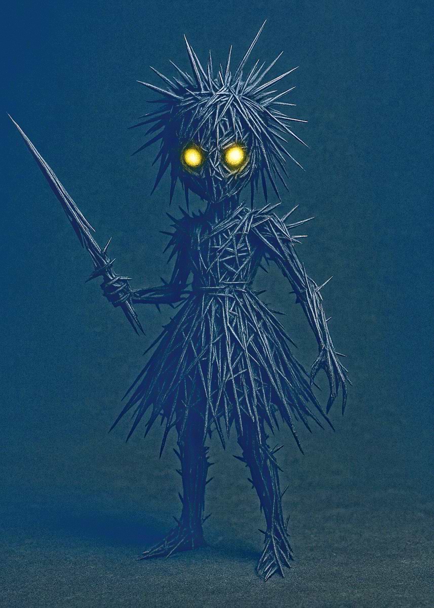 'Spiky Character with Sword' Poster, picture, metal print, paint by ...