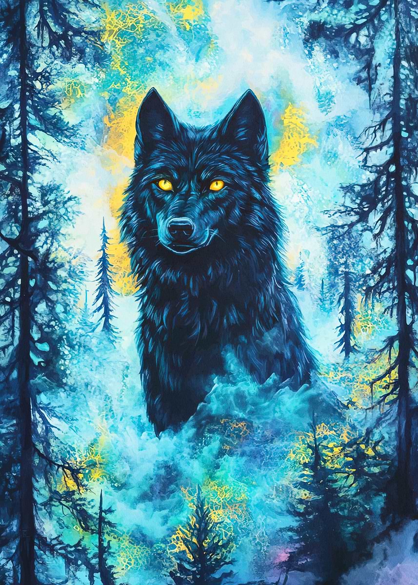 'Wolf Forest Animal' Poster, picture, metal print, paint by Jane Bolton ...