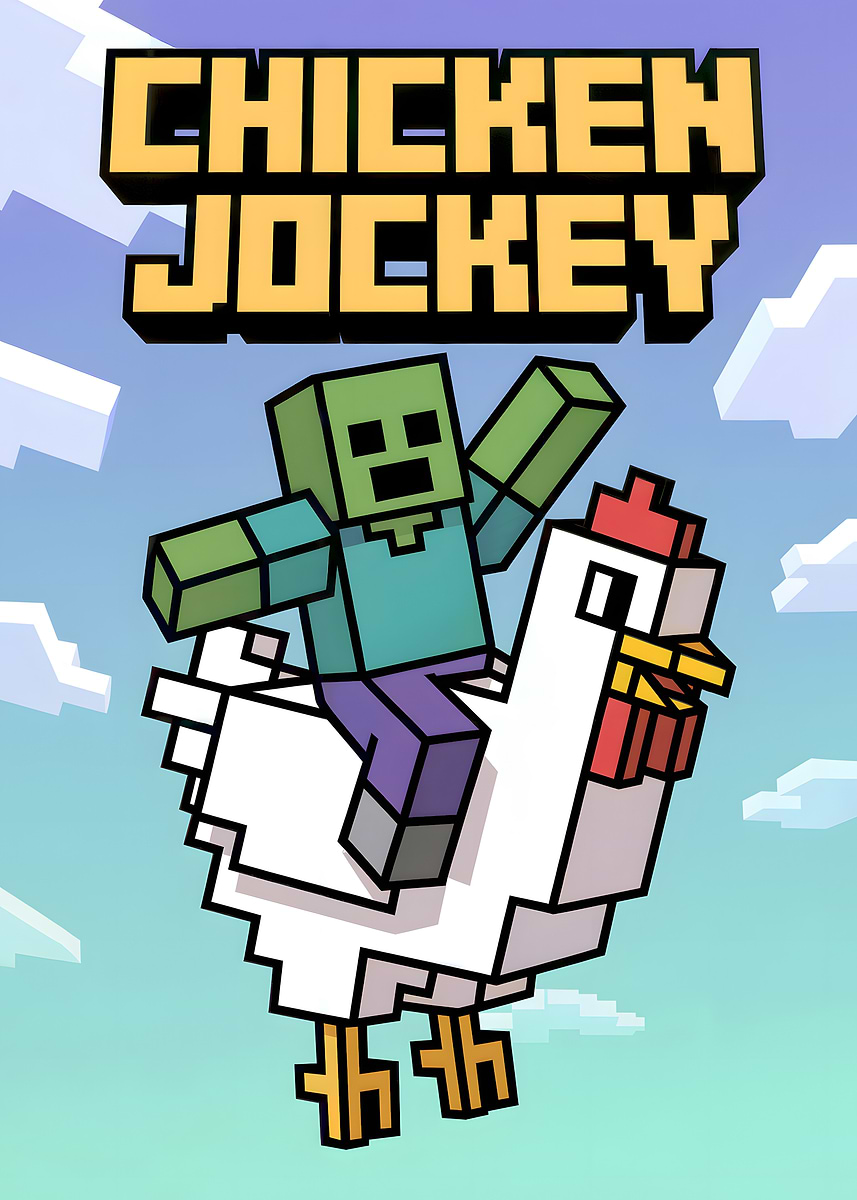 'Minecraft Chicken Jockey Illustration' Poster, picture, metal print ...