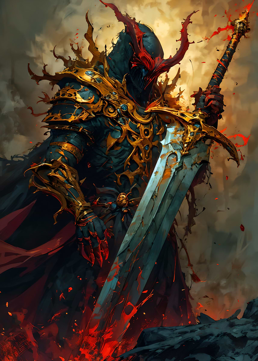 'Dark Knight with Sword' Poster, picture, metal print, paint by ...