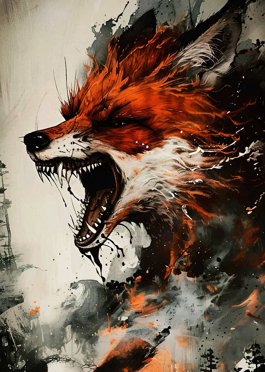 'Fierce Fox Animal' Poster, picture, metal print, paint by Jonathon ...