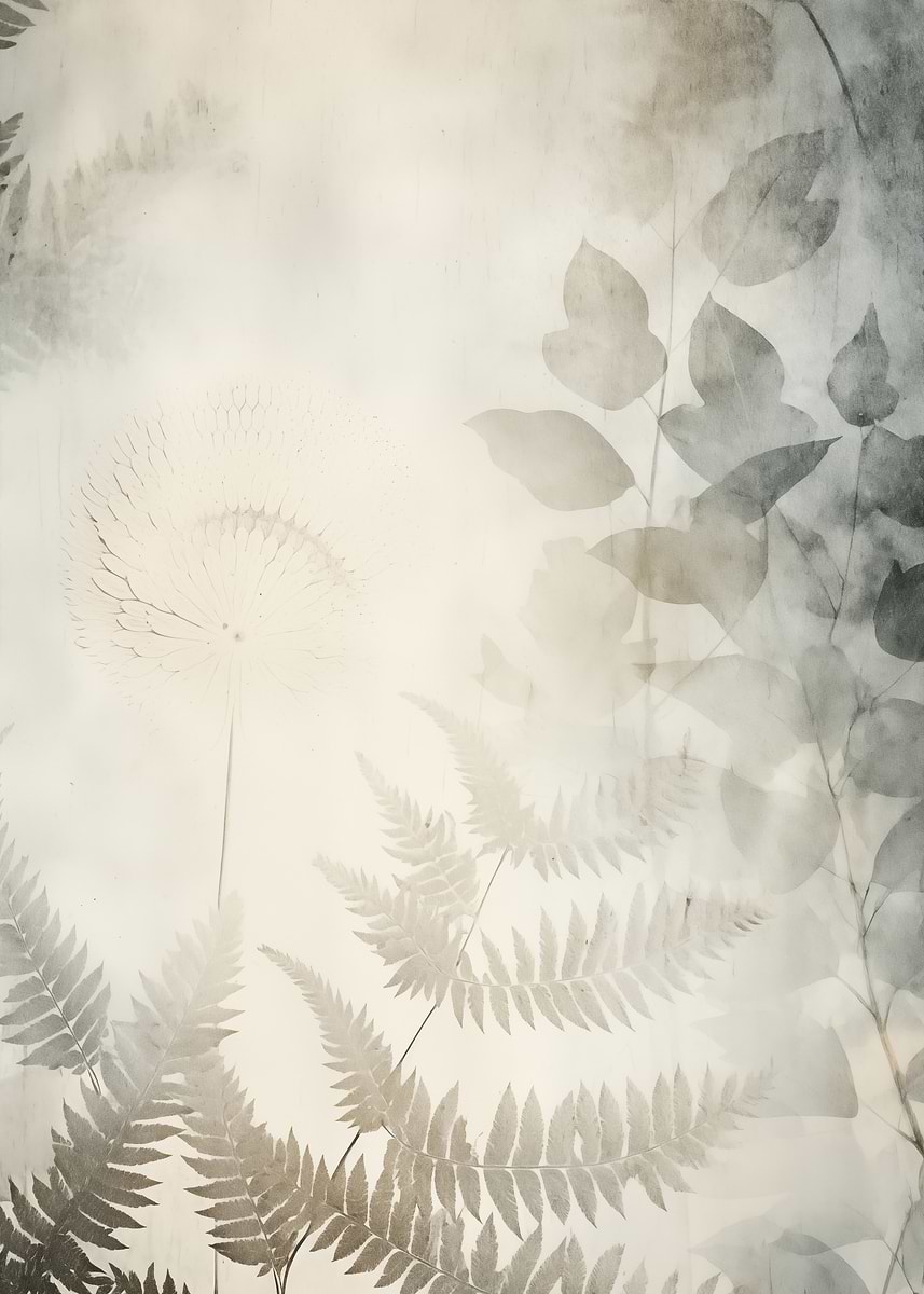 'Ferns and Dandelions Art' Poster, picture, metal print, paint by Olena ...