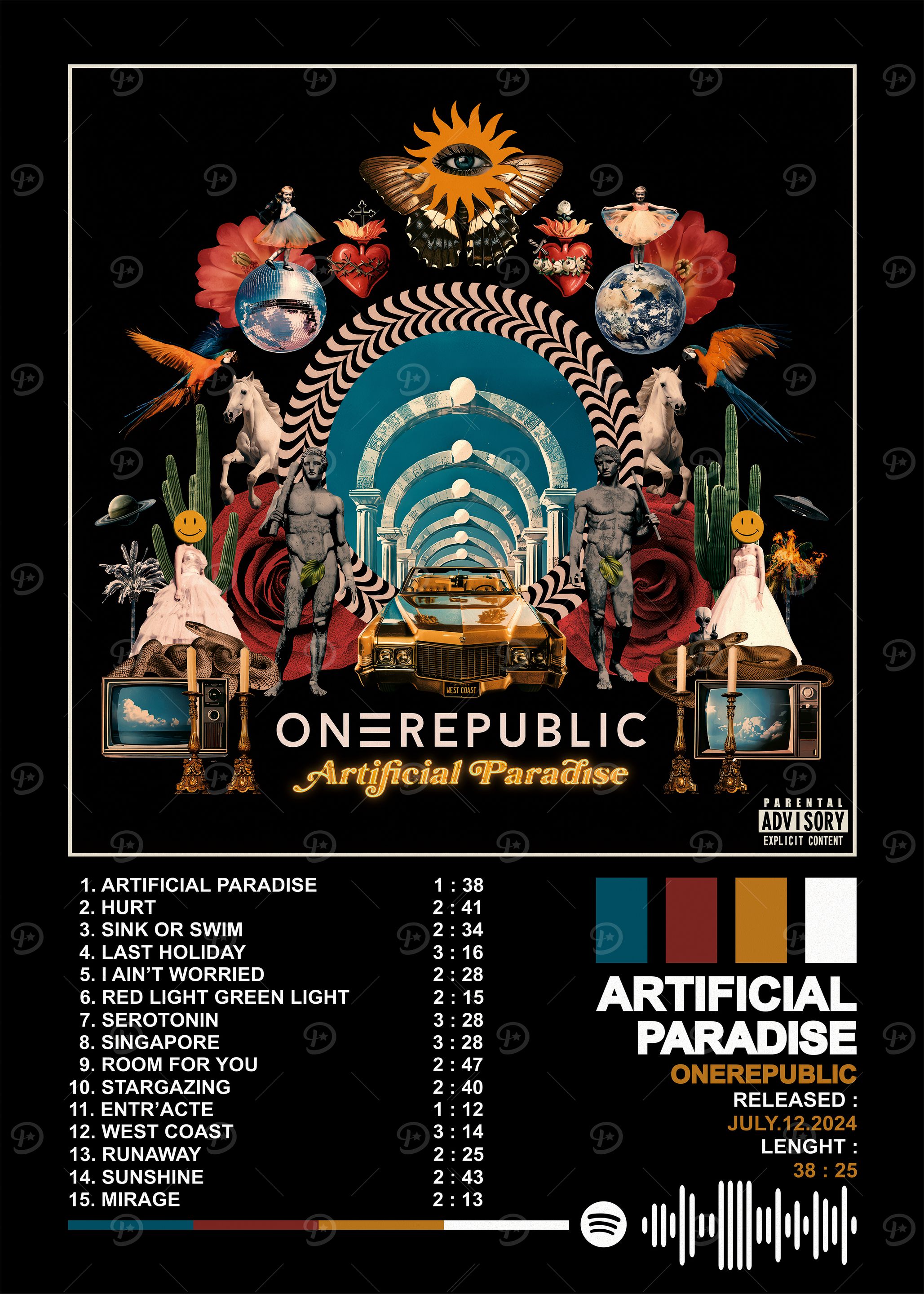 'OneRepublic - Artificial Paradise Album Cover' Poster, picture, metal ...