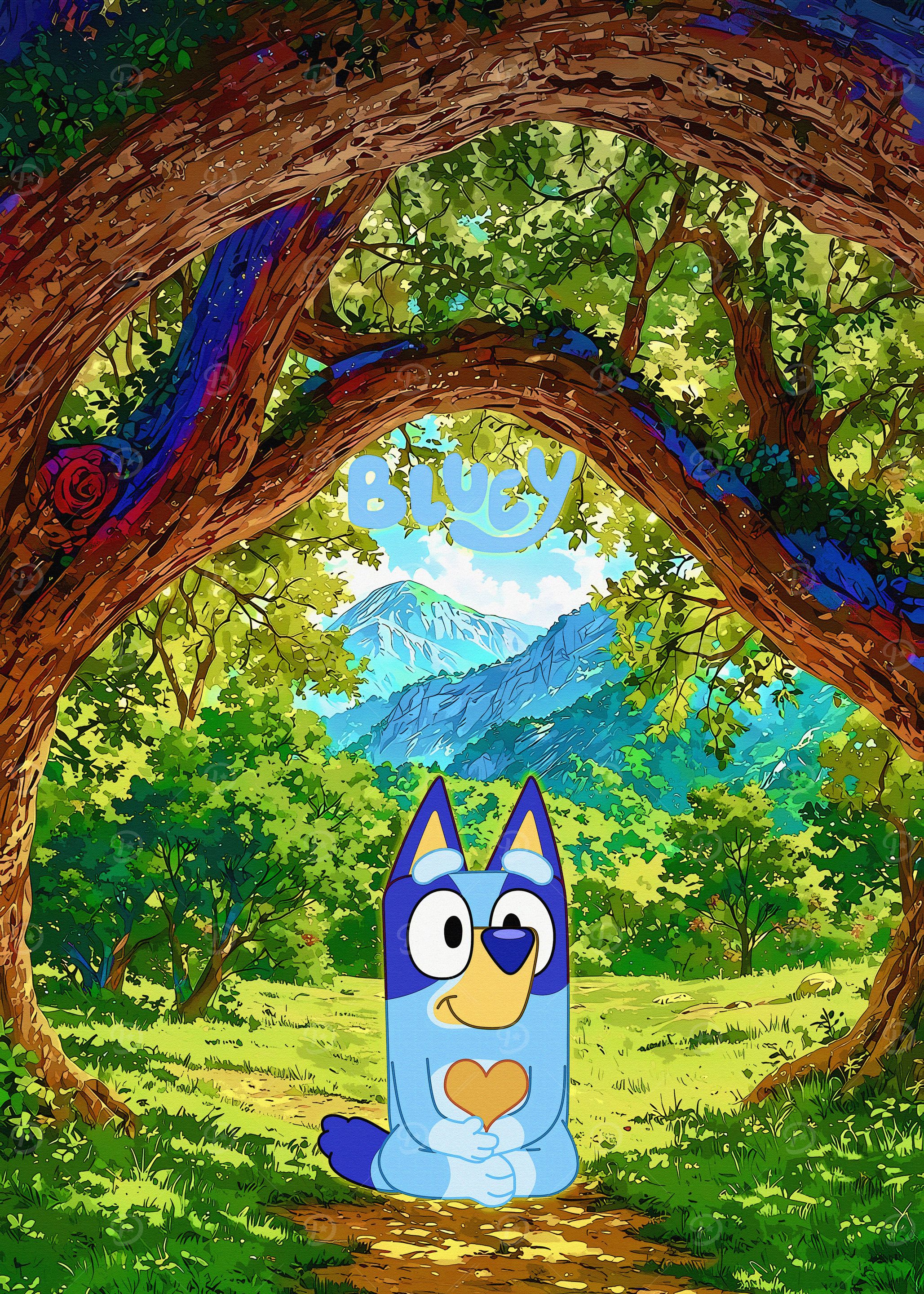 'Bluey in Nature' Poster, picture, metal print, paint by Yahya Bass ...