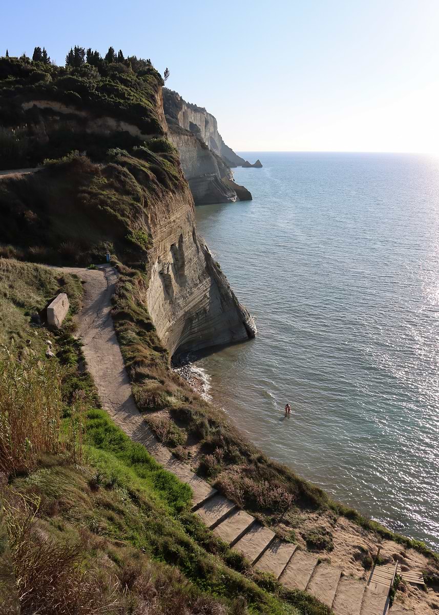 'Cliffside view of ocean ' Poster, picture, metal print, paint by ...