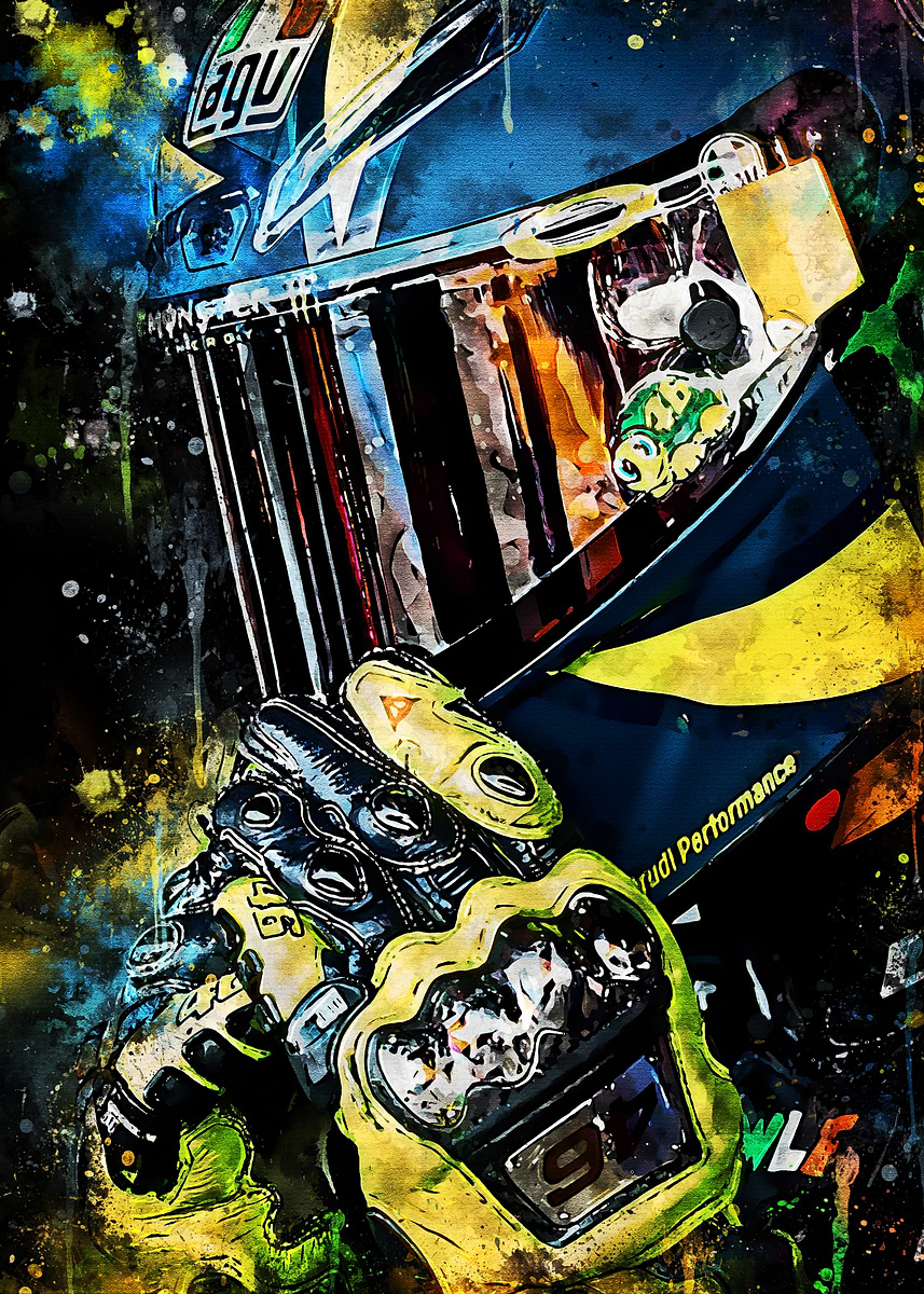 'Valentino Rossi Portrait' Poster, picture, metal print, paint by ...
