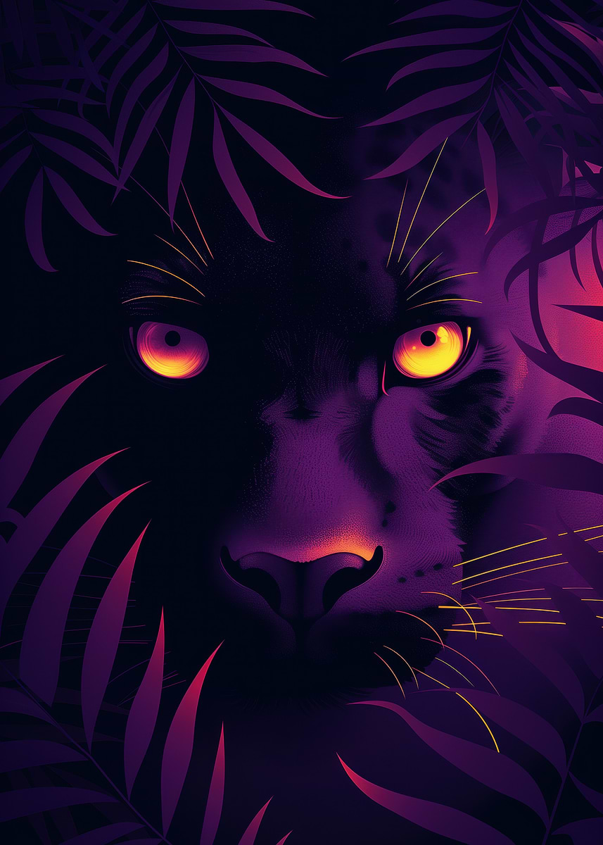 'Mystic panther vector portrait with glowing eyes' Poster, picture ...