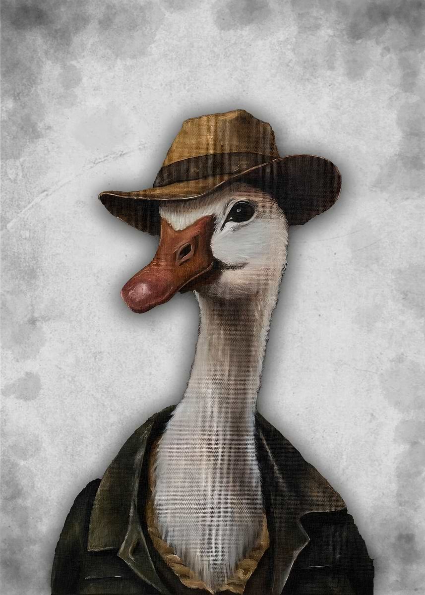 'Anthropomorphic Duck Portrait with Hat' Poster, picture, metal print ...