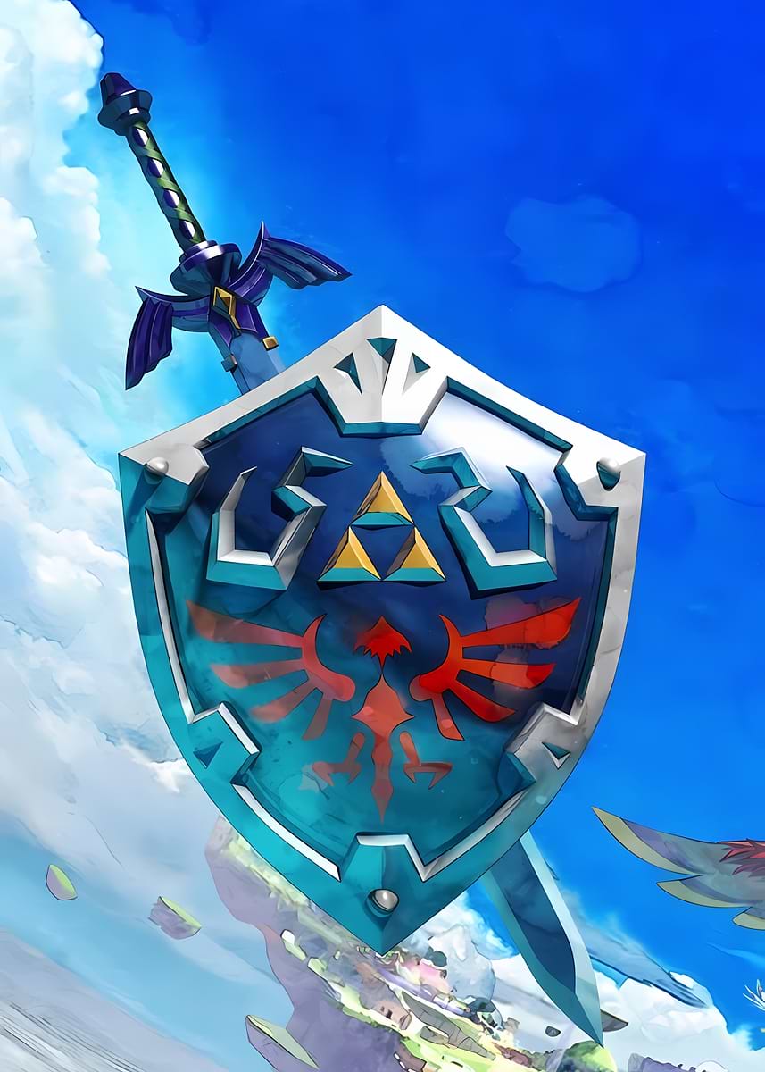 'Legend of Zelda Hylian Shield and Sword' Poster, picture, metal print ...