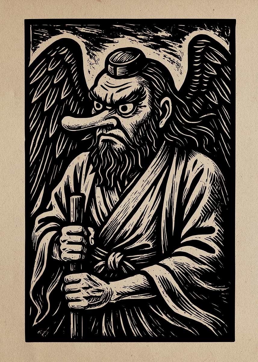 'Tengu Woodcut Print Art' Poster, picture, metal print, paint by ...