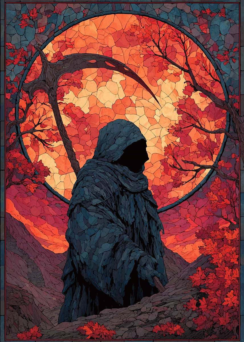 'Grim Reaper Stained Glass Art' Poster, picture, metal print, paint by Ruby Howard | Displate