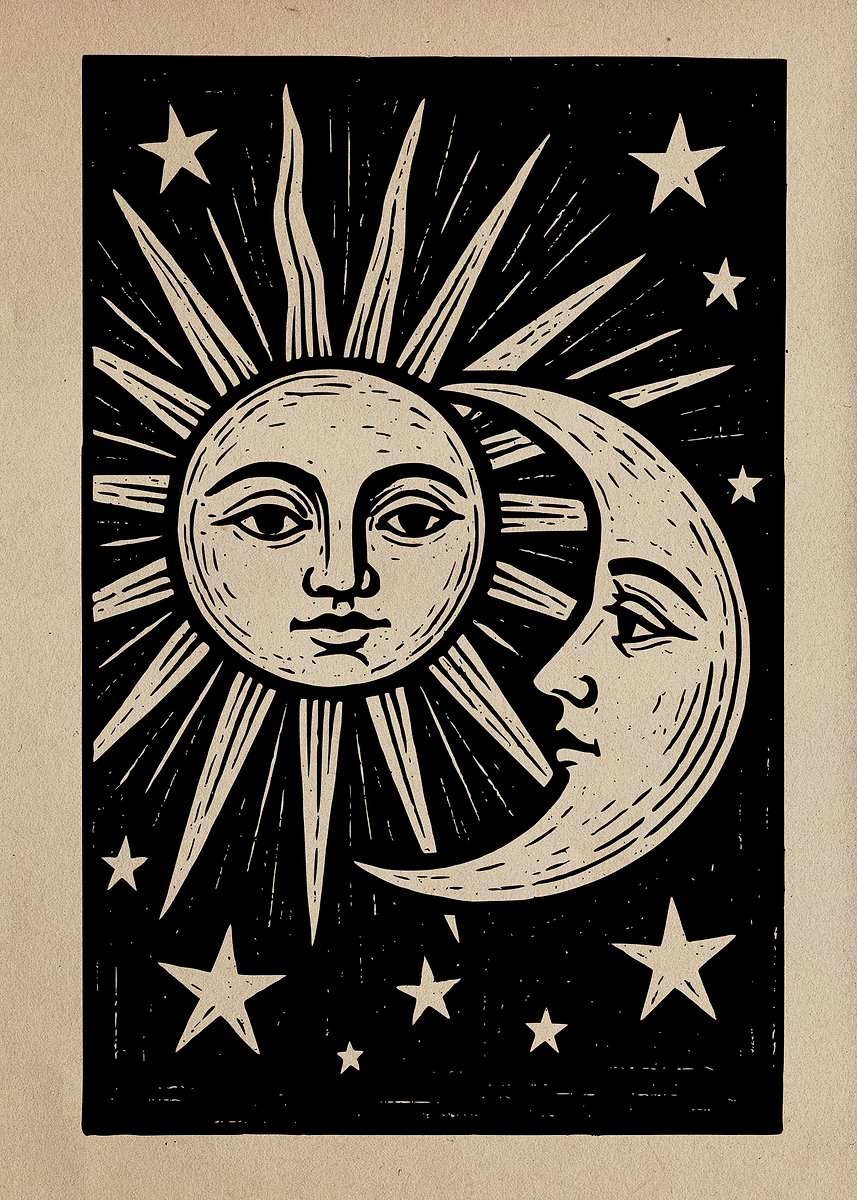 'Sun and Moon Celestial Art Print' Poster, picture, metal print, paint ...