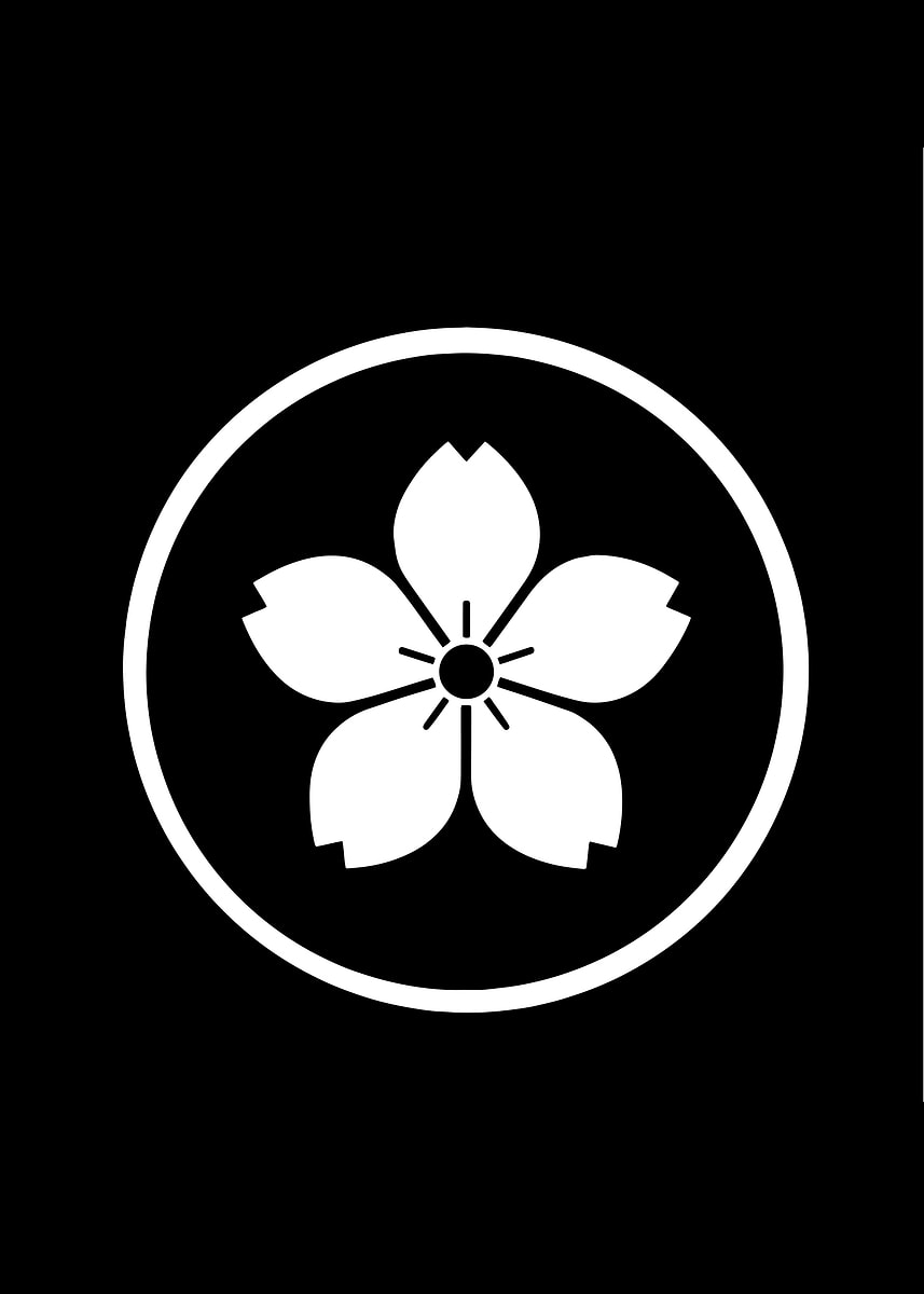 'White Sakura Flower Kamon on Black' Poster, picture, metal print ...