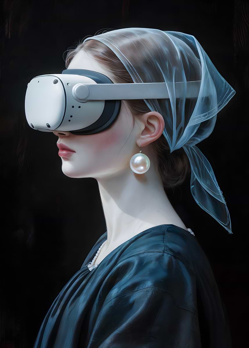 'Girl with a VR Headset' Poster, picture, metal print, paint by ...