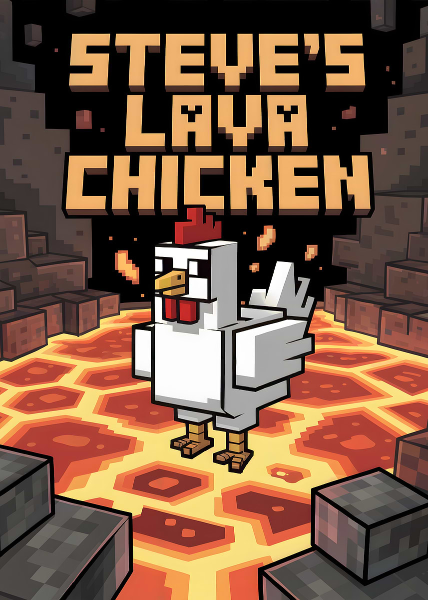 'Steve's Lava Chicken Minecraft Style Art' Poster, picture, metal print ...