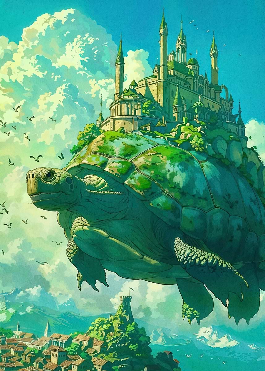'Flying Turtle Castle Fantasy' Poster, picture, metal print, paint by ...