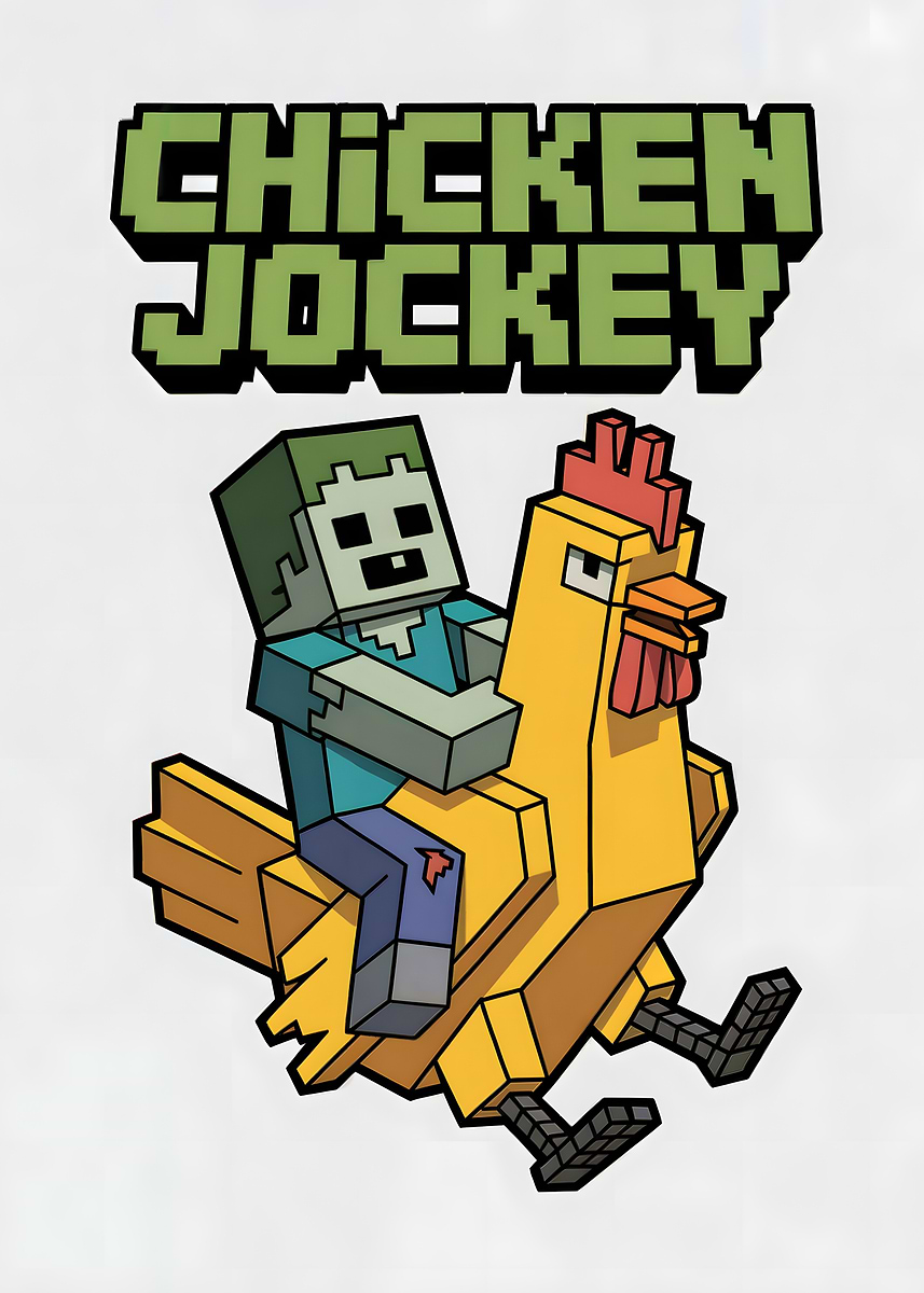 'Minecraft Chicken Jockey Illustration' Poster, picture, metal print ...