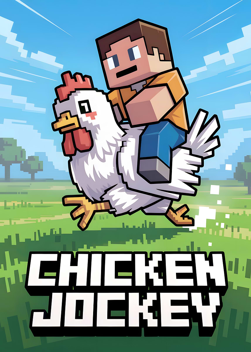 'Minecraft Chicken Jockey Illustration' Poster, picture, metal print, paint by VectorVerse ...