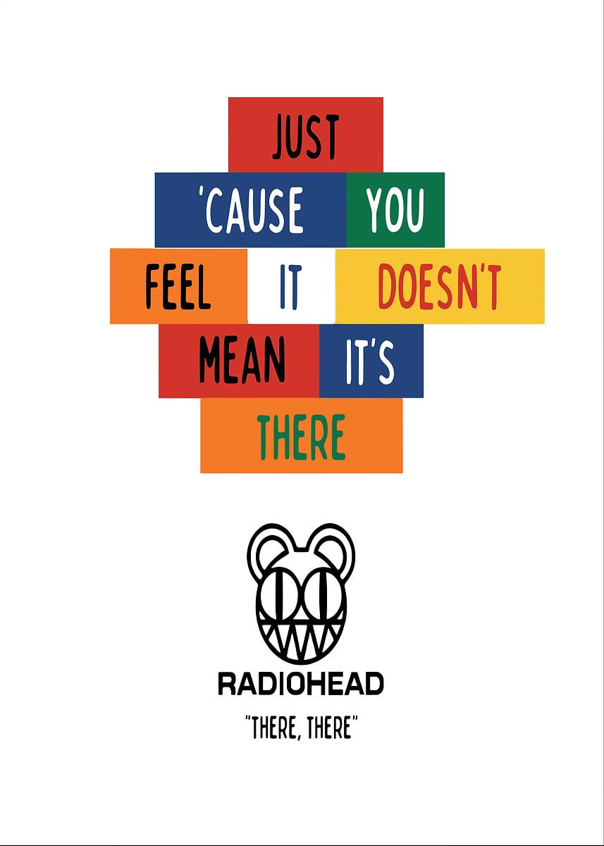 'Radiohead - There, There Lyrics' Poster, picture, metal print, paint ...