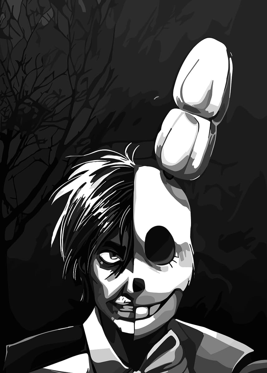 'Creepy Man with Rabbit Mask' Poster, picture, metal print, paint by ...