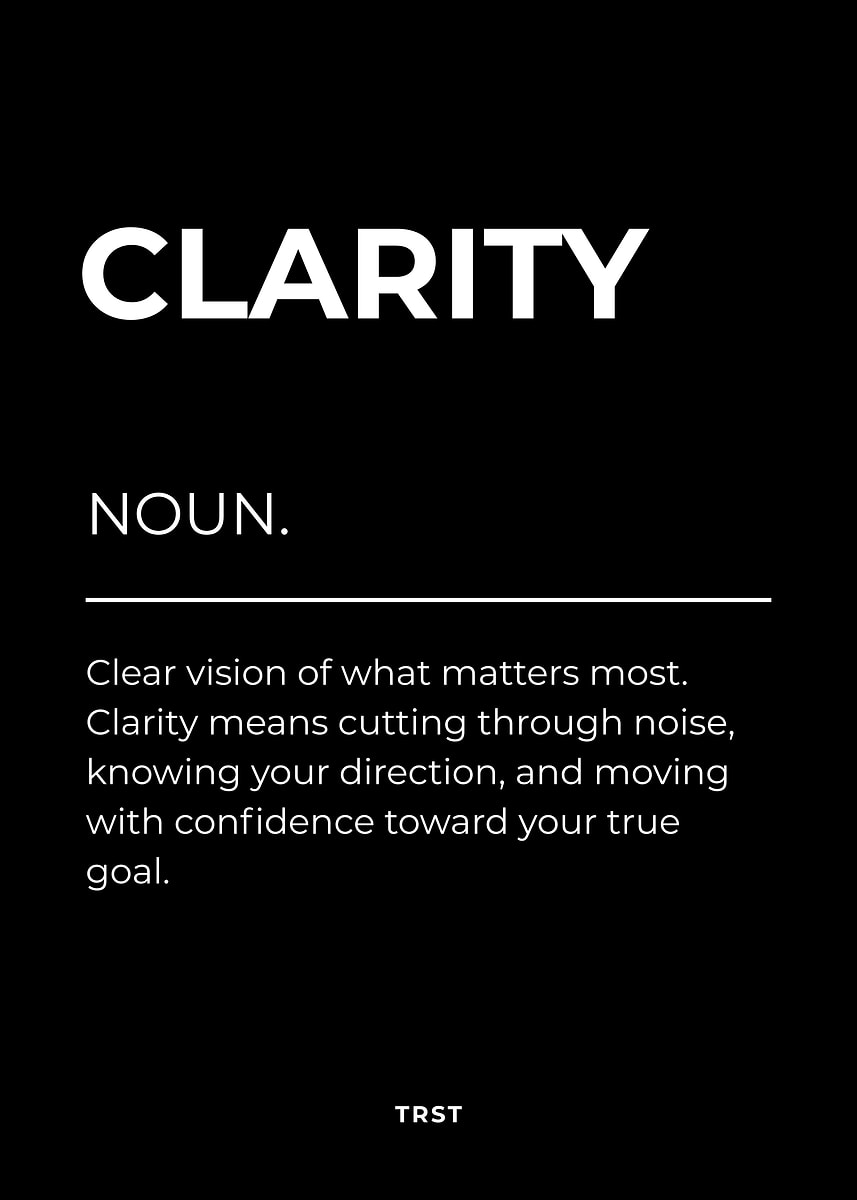 'Clarity – Minimalist Black & White Motivational Definition Wall Art ...