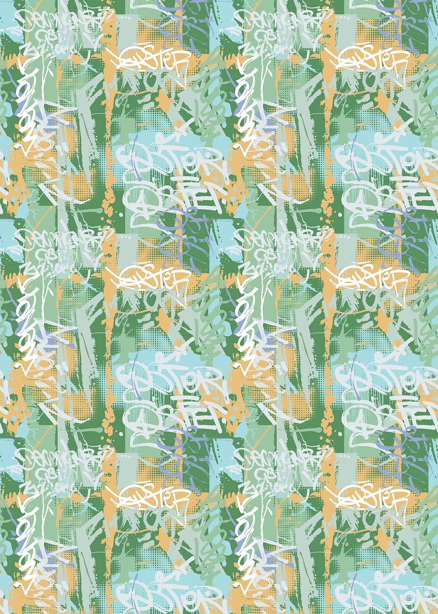 'Abstract Graffiti Pattern in Green and Blue' Poster, picture, metal ...