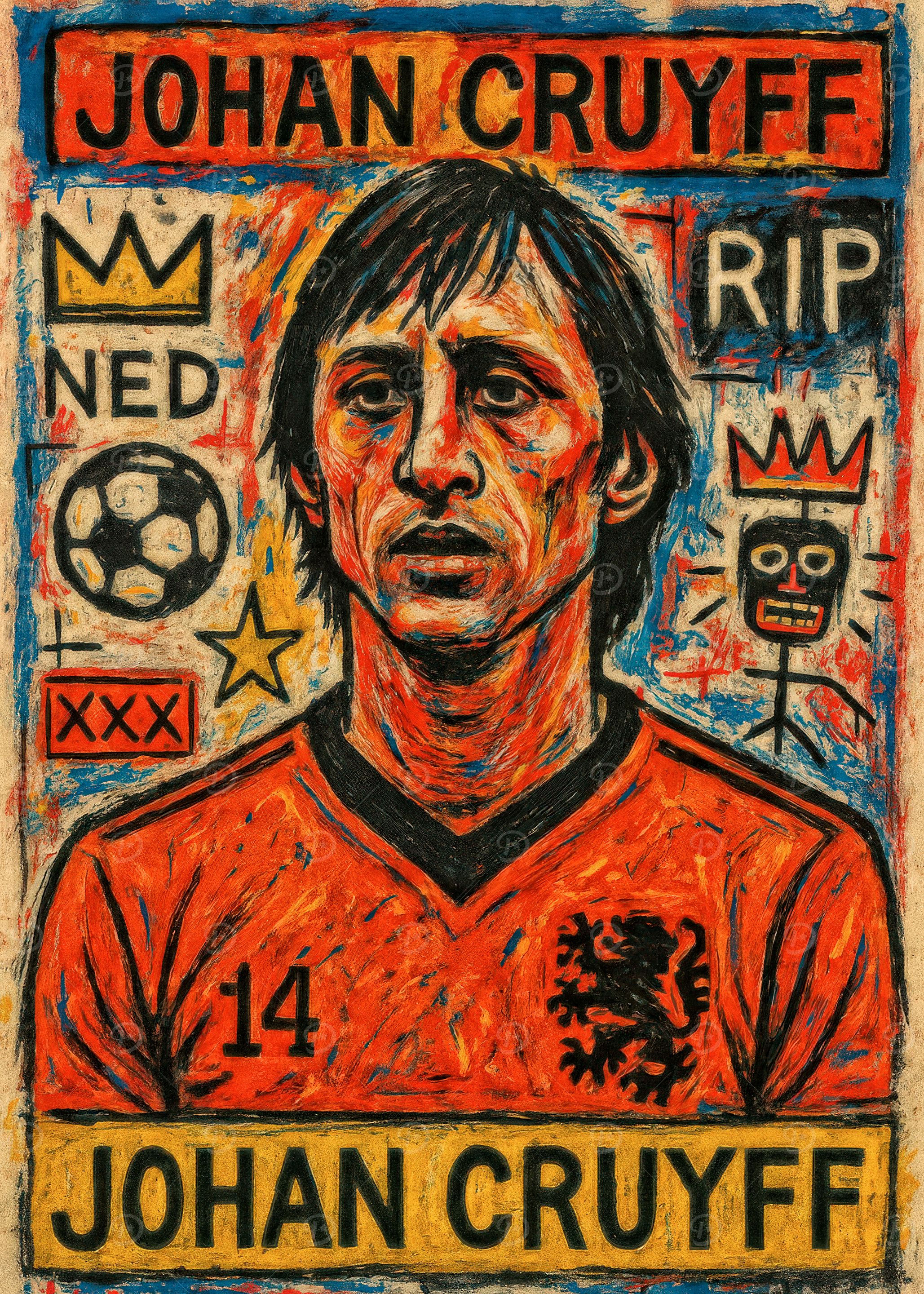 'Johan Cruyff Portrait Art' Poster, picture, metal print, paint by Udi ...