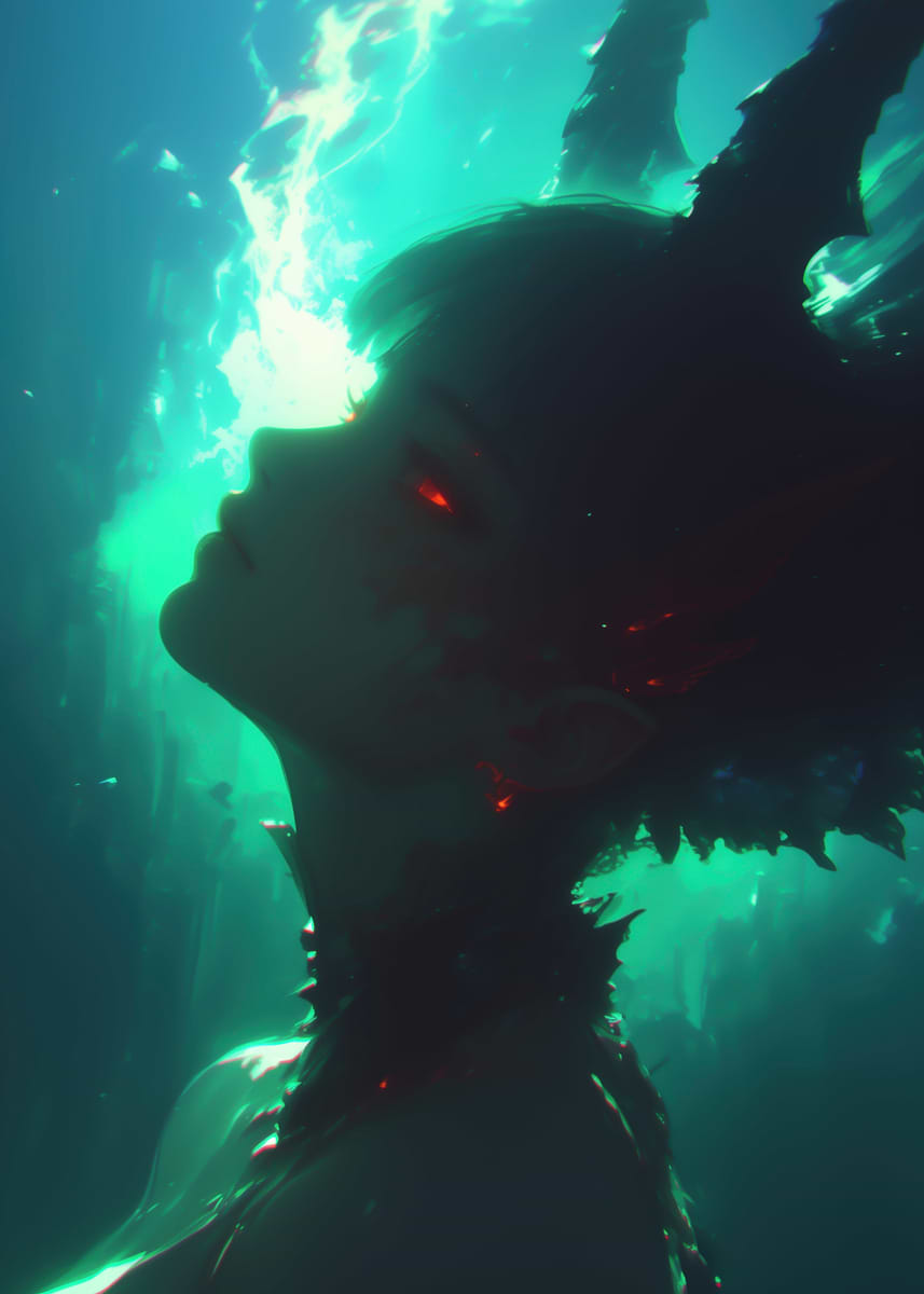 'Underwater Demon Profile' Poster, picture, metal print, paint by ...