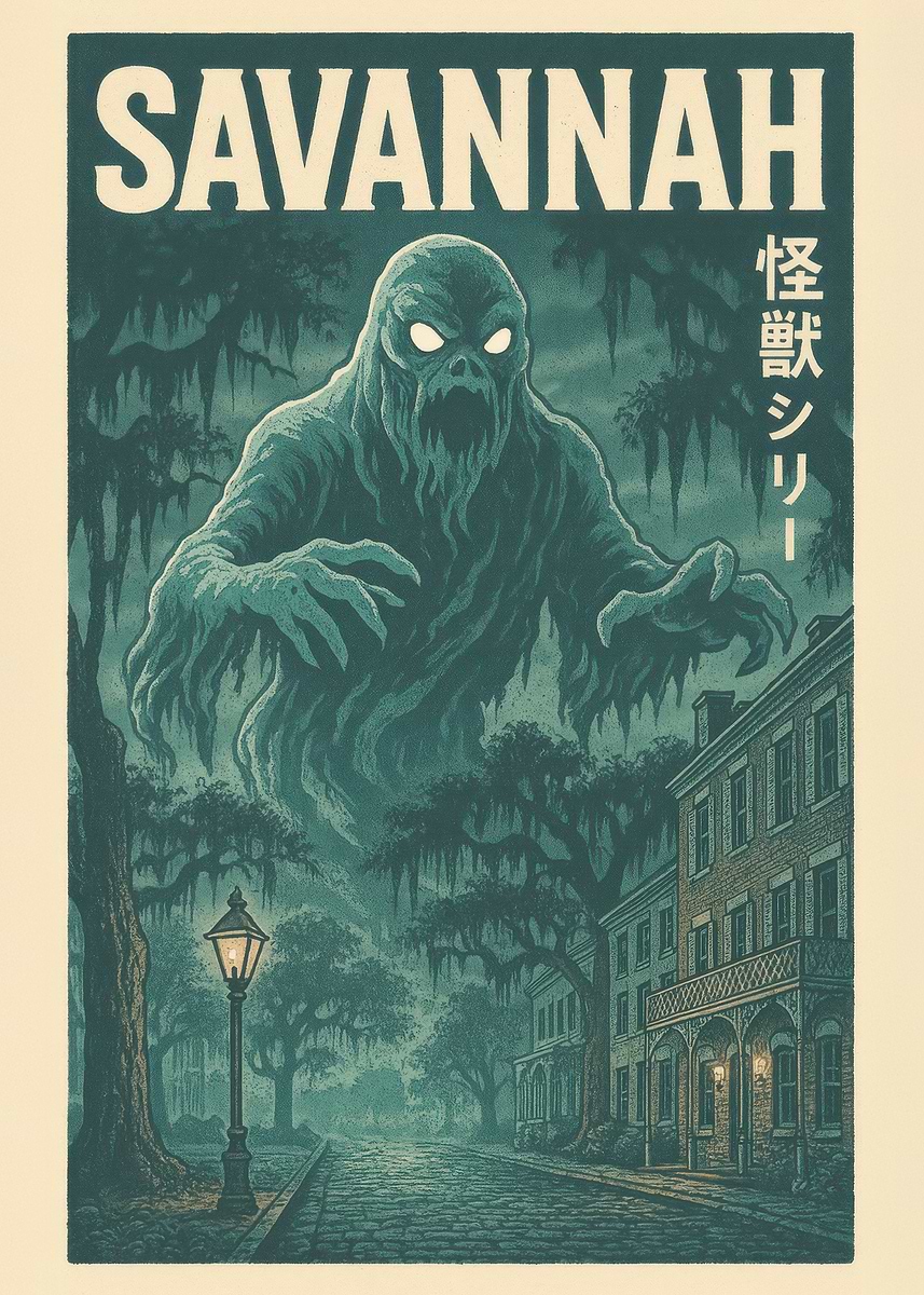 'Savannah Ghostly Monster Vintage Encounter' Poster, picture, metal ...